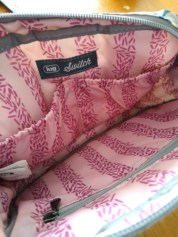 LUG Switch Convertible Crossbody/Waist Bag Plaid Floral Gray Pink Turn ...