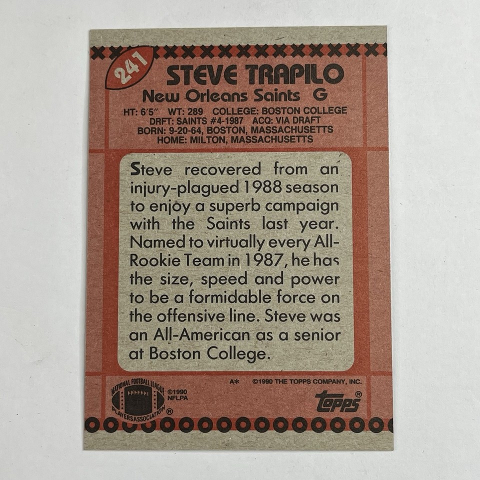 1990 TOPPS FOOTBALL Card # 241 Steve Trapilo New Orleans Saints | eBay