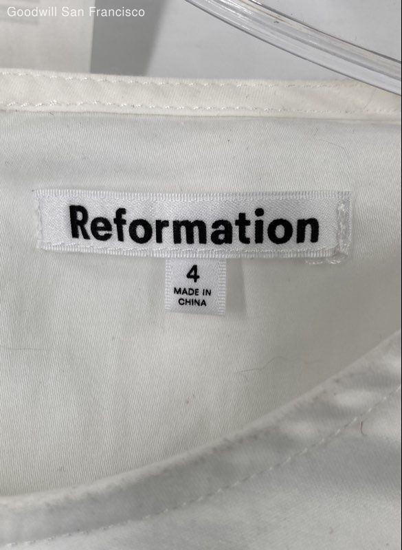Reformation White Derek Cotton Twist Front Cropped Womens Blouse Top Size 4 | eBay