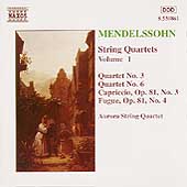Mendelssohn: String Quartets Vol 1 / Aurora String Quartet by Sharon ...