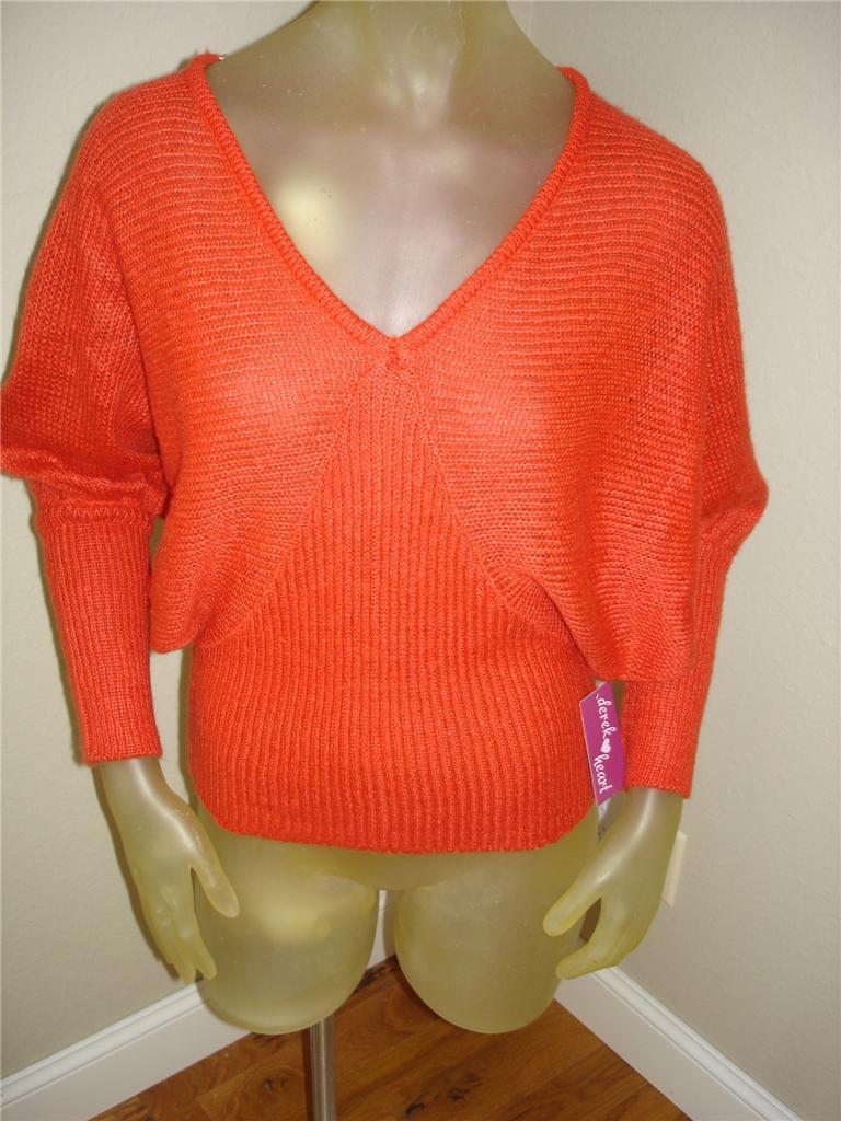 NWT DEREK HEART Red DOLMAN Sleeve V-Neck Sweater Juniors Medium M | eBay