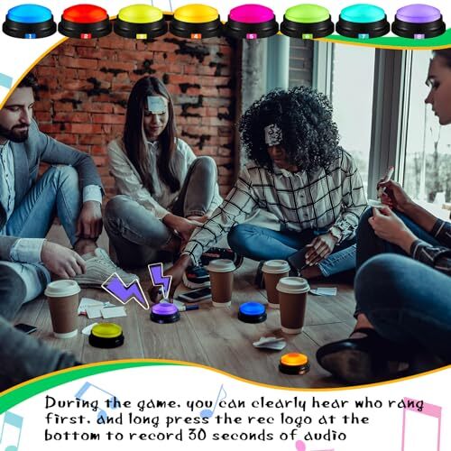 8 Pcs Buzzers for Trivia Games Show Buzzers Recordable Answer Light ...