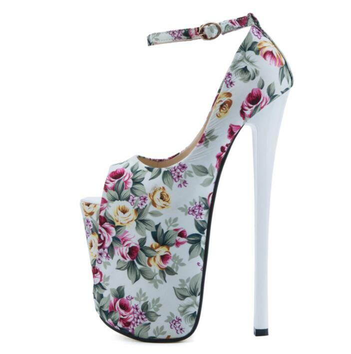 22Cm Super High Heel Stiletto Heel Women Floral Ethnic Style Platform ...