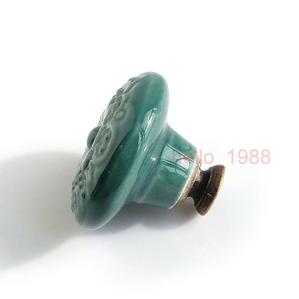 Ceramic Cameo Bas-relief Cabinet Knob Handle Antique Drawer Pull Rural ...