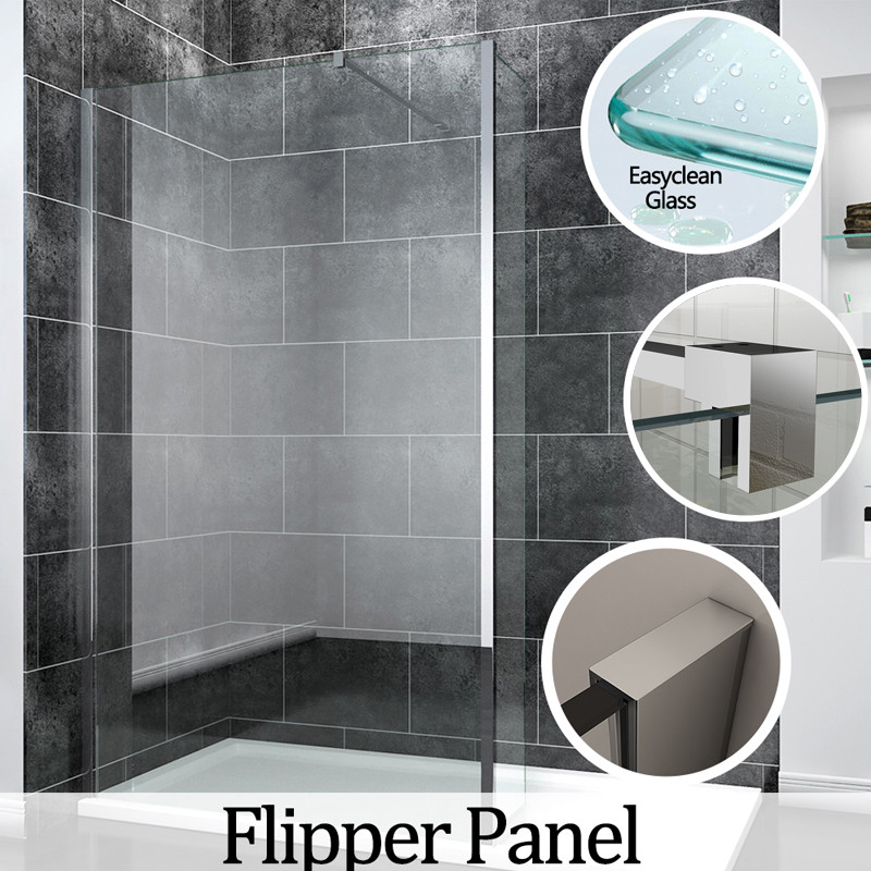 Wet Room Shower Screen With Flipper Walk In Enclosure And Tray Glass ...