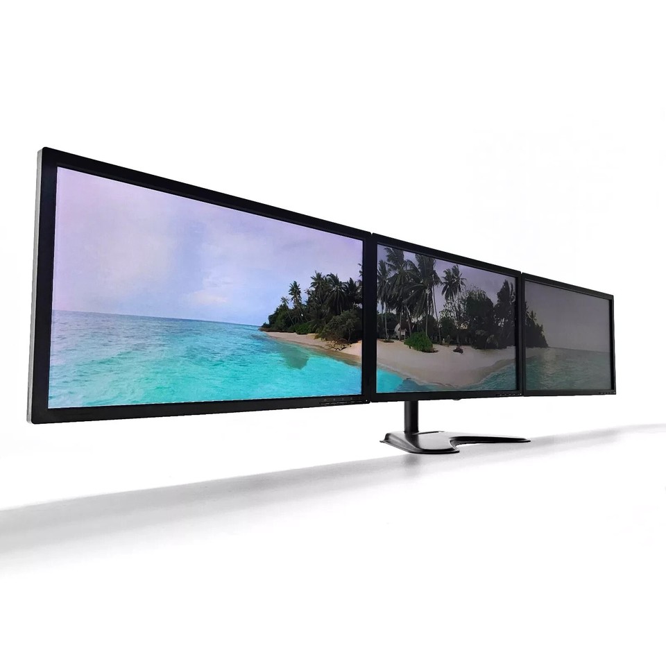 Triple PC Monitor Screen Bundle Setup 3 x 22" P2217H Dell Full HD DP ...