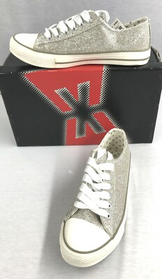 New EXIT Silver/Glitter Lace-Up Women's Fashion Sneaker Shoes Size 8 M ...