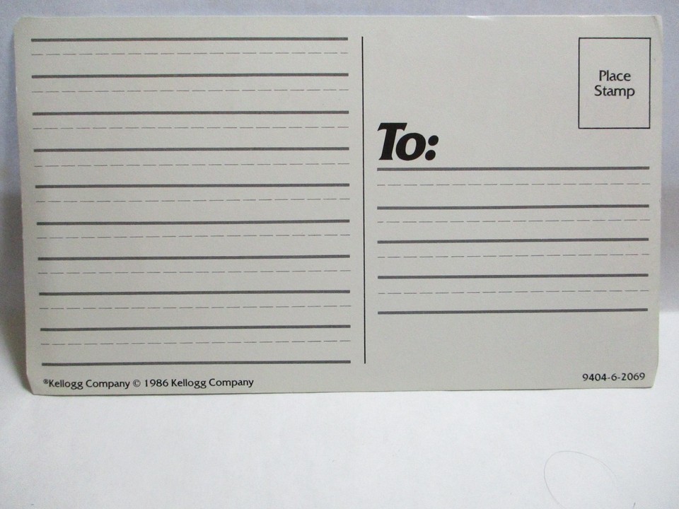 1986 KELLOGG'S POSTCARD WE'RE HAVIN A PARTY, CEREAL MASCOTS,TONY TIGER ...