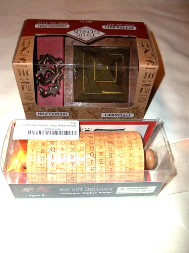 Jefferson Cipher Wheel NIP & True Genius Pyramid / Hieroglyph Puzzle ...