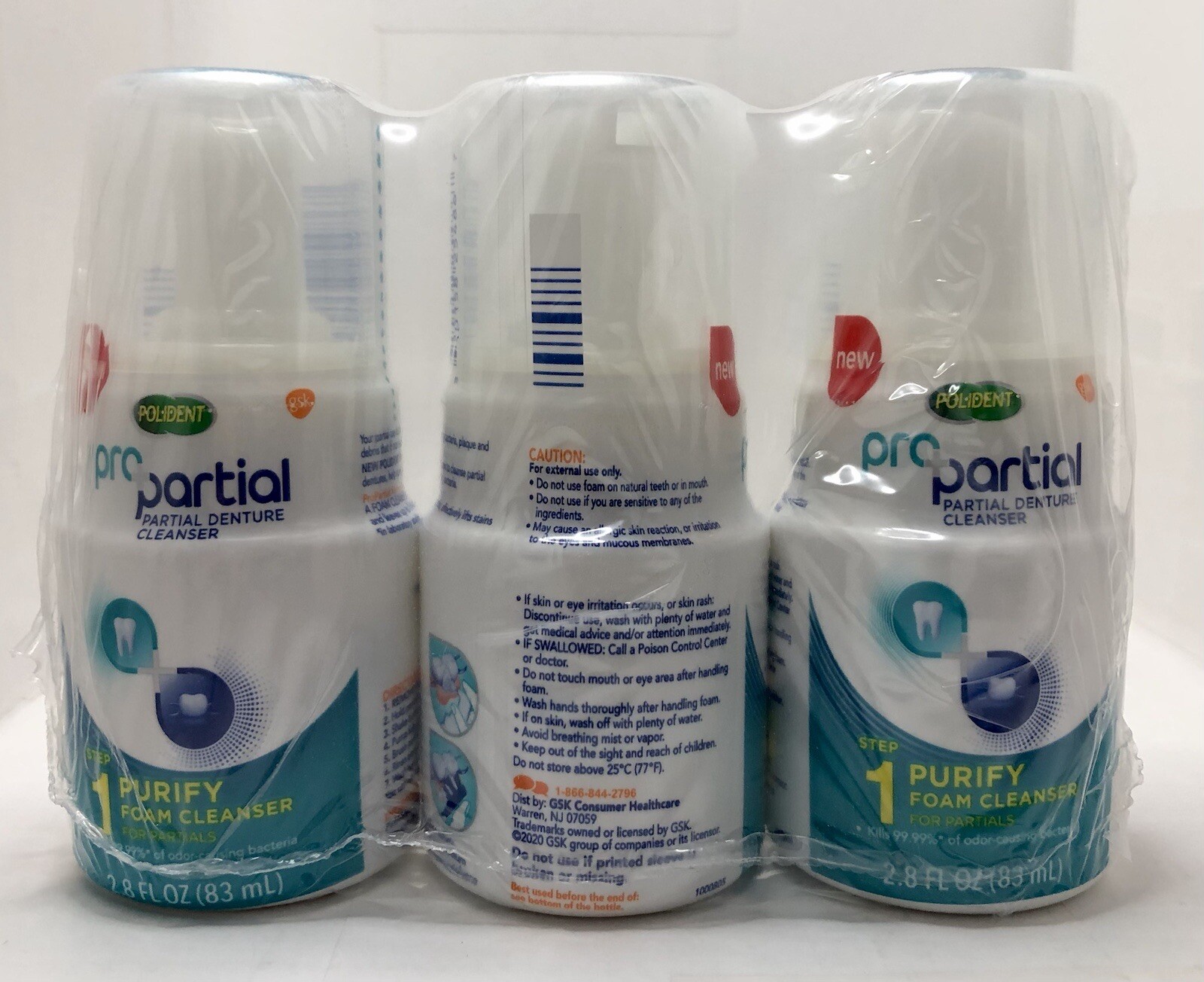 Polident Pro Partial Foam Denture Cleanser-Step 1 Foam Cleanser 2.8oz ...