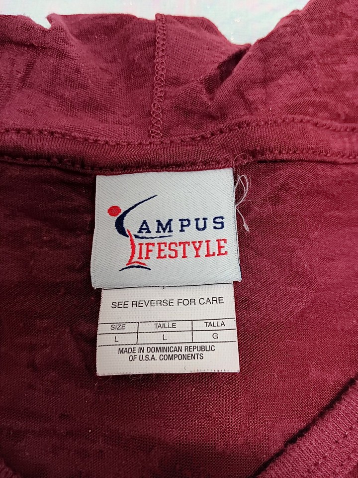 CAMPUS LIFE STYLE WOMENS LARGE MAROON RHINESTONE ASU LONG SLEEVE HOODED ...