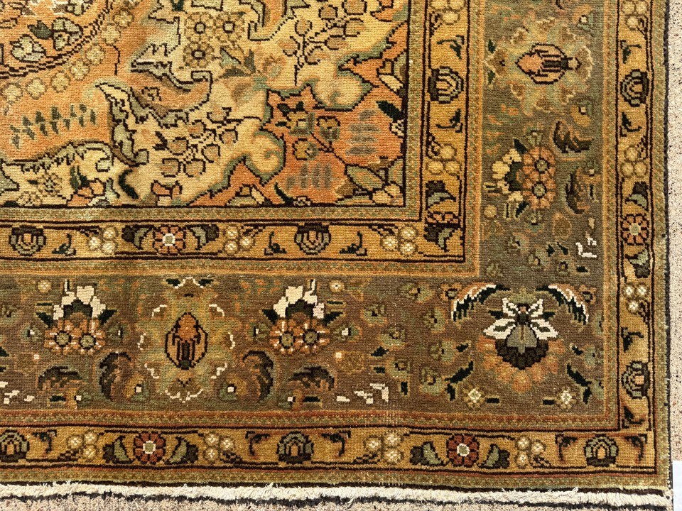 8x11 ANTIQUE RUG HAND-KNOTTED VINTAGE ORIENTAL handmade persimmon rust ...