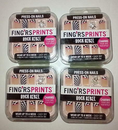 4 Fing'rs Prints Girlie Glam Press on Nails 31045 Check Mate | eBay
