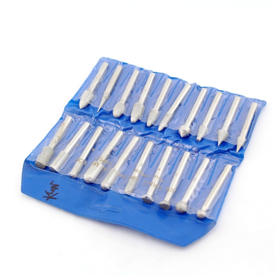 20Pcs diamond grinding head set rotary burrs 120 grit 1/4" shank for ...