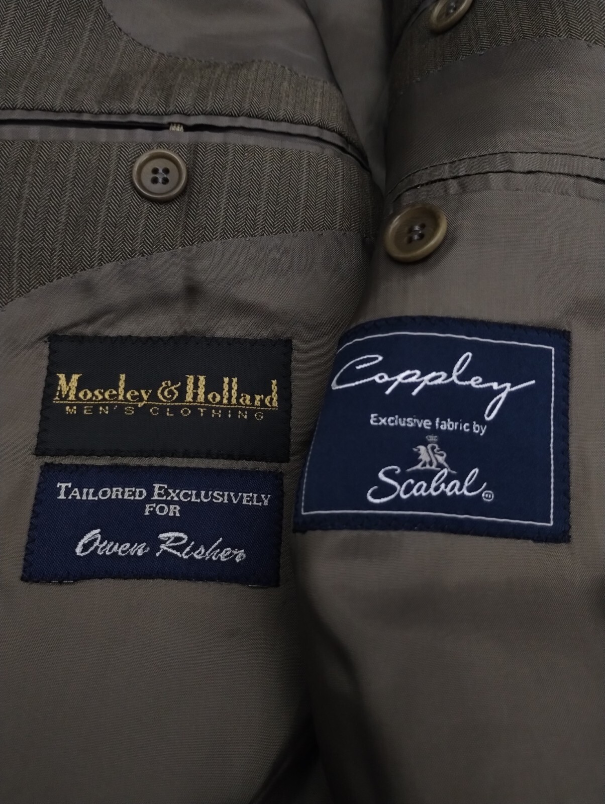 46R BESPOKE Coppley Scabal SUIT Men's Taupe 4-SEASON Wool 2pc Suit ...