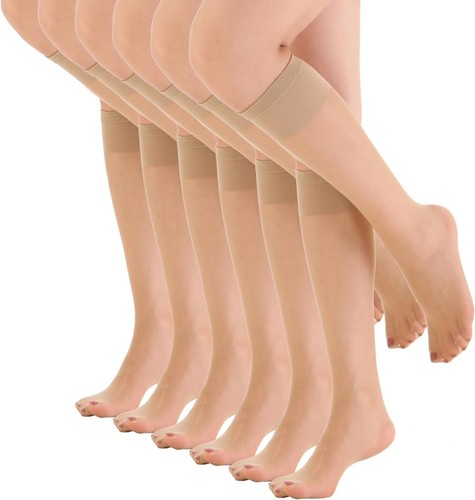 EVERSWE 6 Pairs Women's Sheer Knee High Stockings 15D Nude | eBay