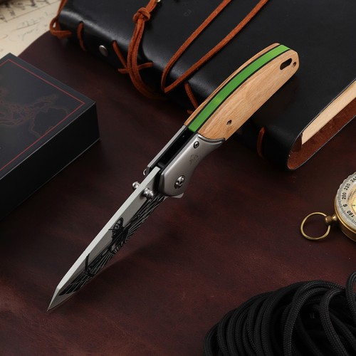 Chamaki Civilization Folding Knife Wood Handle EDC Pocket Knife Gift ...