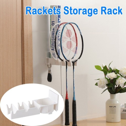 3-Slots Tennis Racket Hanger Wall Mounted Storage Rack Badminton | eBay ...