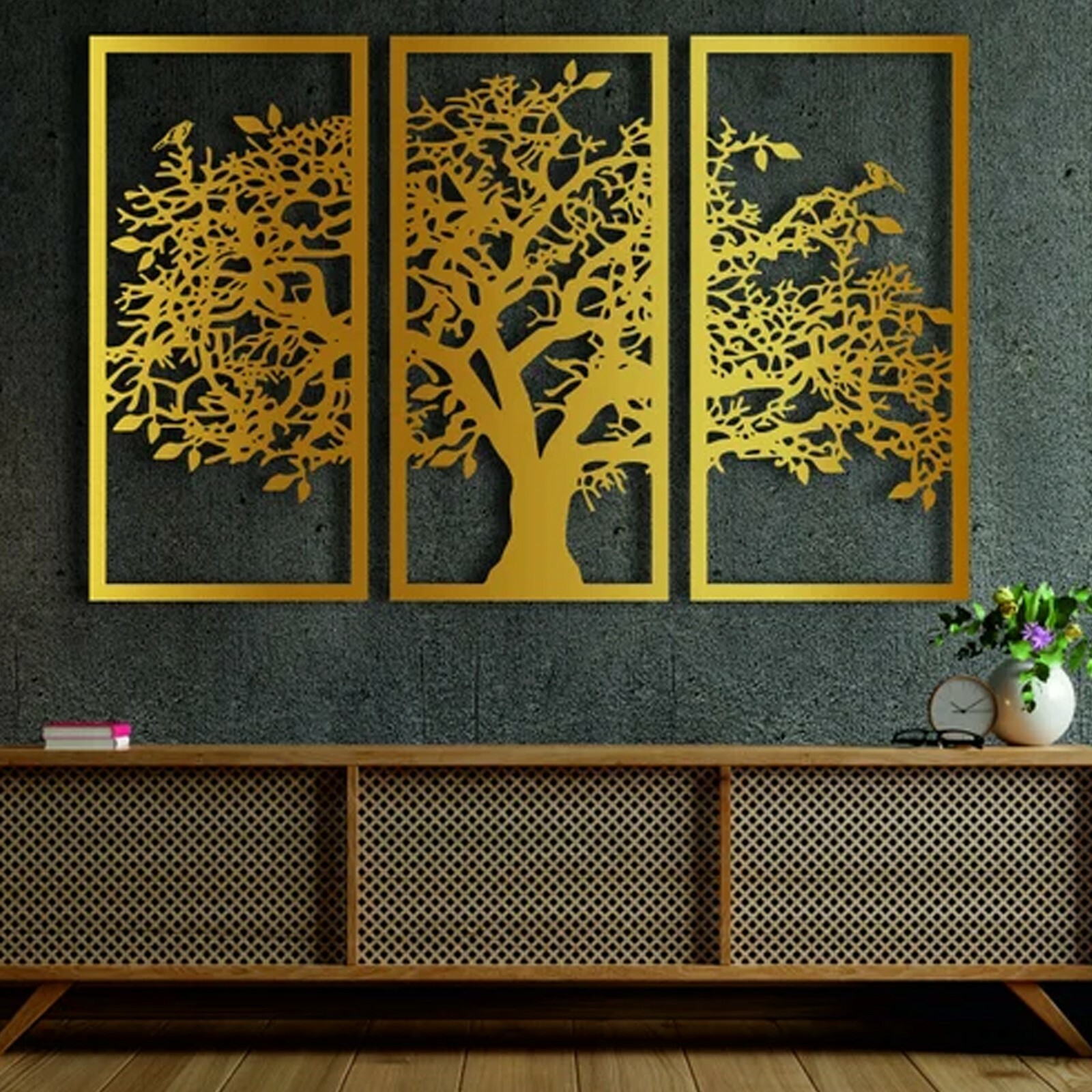 Tree of Life 3 Panels, Metal Tree Wall Art, Tree Sign, Metal Wall Decor ...
