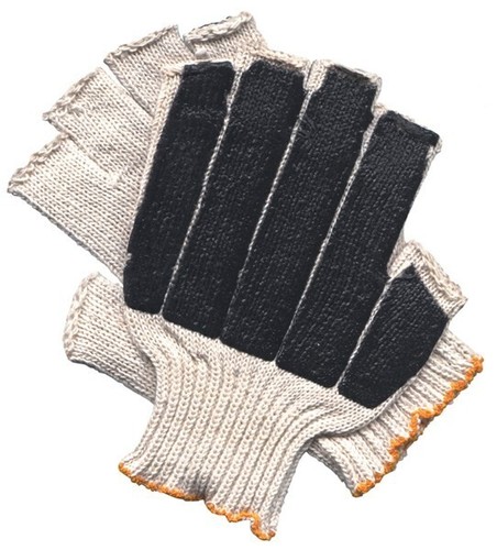 12- COTTON STRING KNIT FINGERLESS WORK GLOVES PVC COATED PALMS GLOVE ...