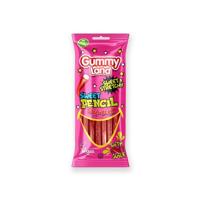 Gummy Land Strawberry Sweet Soft Candy Sticks -Vegan - Halal - 80g ...
