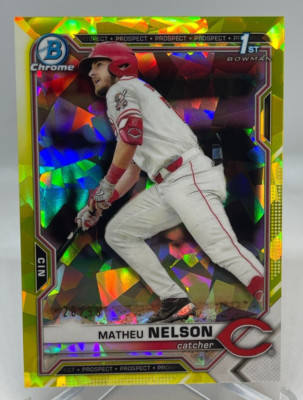 MATHEU NELSON 2021 BOWMAN DRAFT SAPPHIRE YELLOW REFRACTOR #20/99 ...