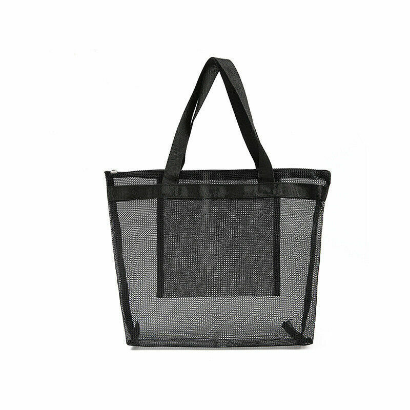 Mesh Beach Bags Toy Tote Handbag Storage Net Portable Pockets Foldable ...