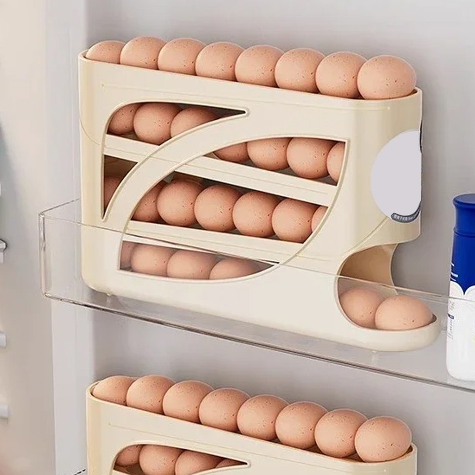 Rolling Slide Egg Storage Box for Refrigerator Side Door Efficient ...