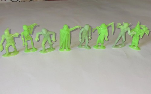 8 MPC Mini Monsters Green Glow in the Dark Plastic Monster Figure Set ...
