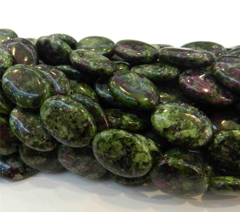 Genuine natural 10x14mm Red Gems in Zoisite Oval Gems Loose Beads 15 ...