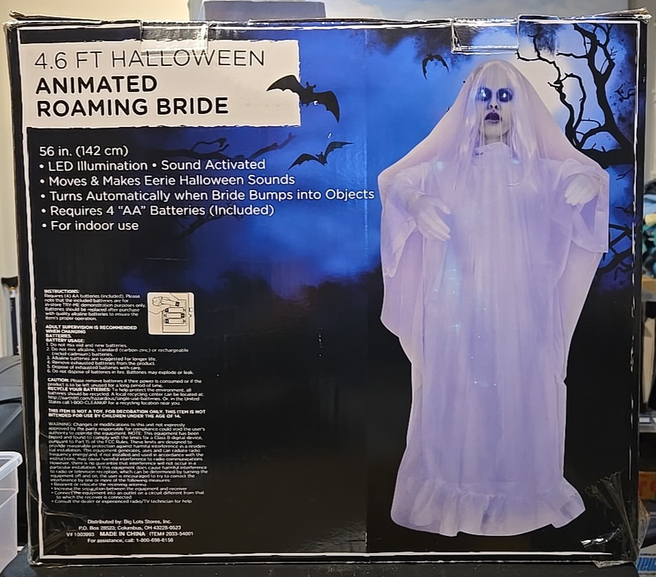 4.6 FT Animated LED Roaming Ghost Bride Animatronic Prop for Halloween ...