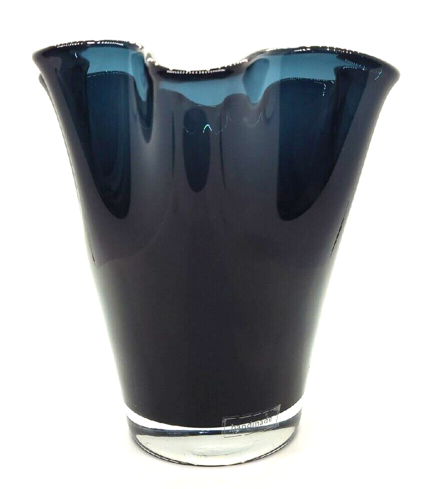 Blue-Black handmade Glass Handkerchief Vase 7" | eBay UK