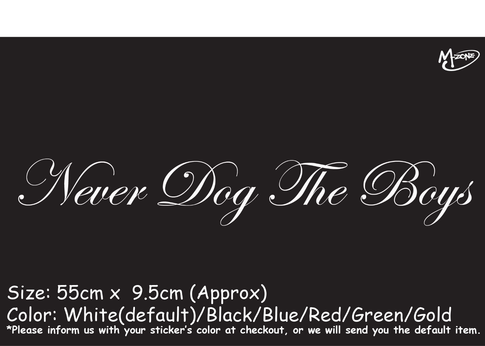 NEVER DOG THE BOYS Stickers-Reflective/Metallic Color Funny Windscreen ...
