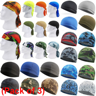 3× Durag Du-rag Headwear Head Wrap Skull Cap Do Rag Bandana Headband ...