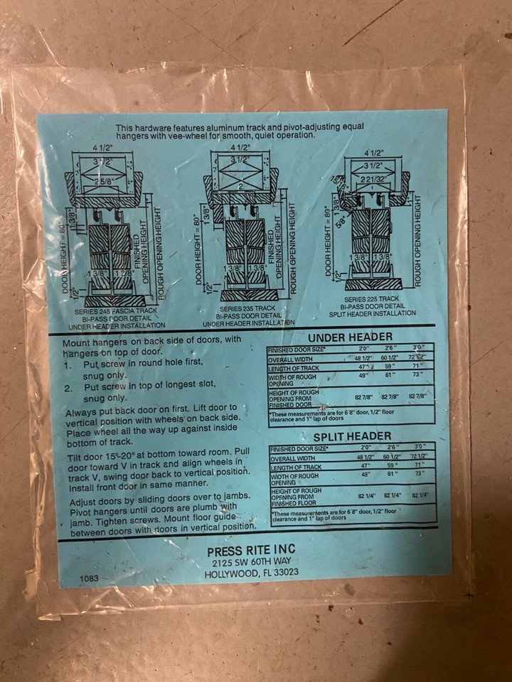 (5) POCKET DOOR HARDWARE BYPASS Closet Kit Rollers Parts Hanging Mount ...