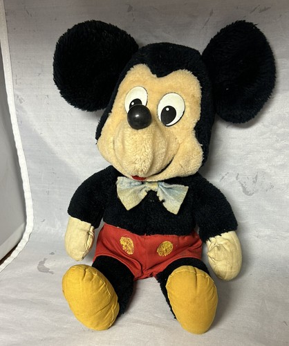 Vintage Knickerbocker Disney Mickey Mouse Blue Bow Tie 13" Plush ...