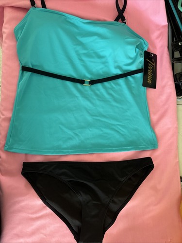 NWT Tirrinia Tankini Swim Top & Bottom Teal Blue Size Medium | eBay