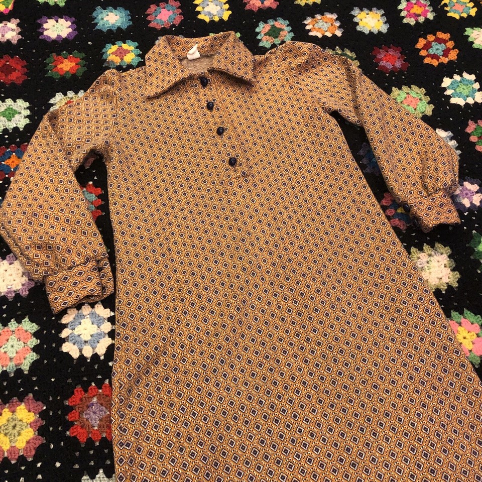 Vintage Beeline Fashions Size 10 Orange Blue Patterned Psychedelic Boho ...