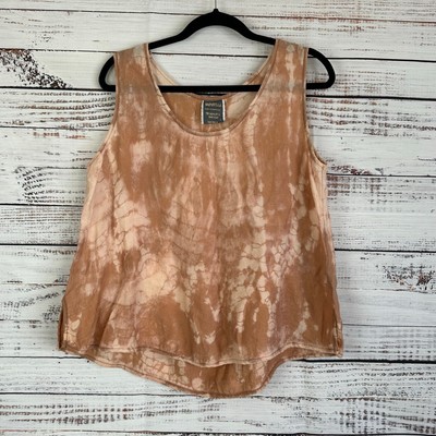 Women's HARUBELLA Hand Made Tan Tie Dye Flowy Boho Sleeveless Tank Top ...