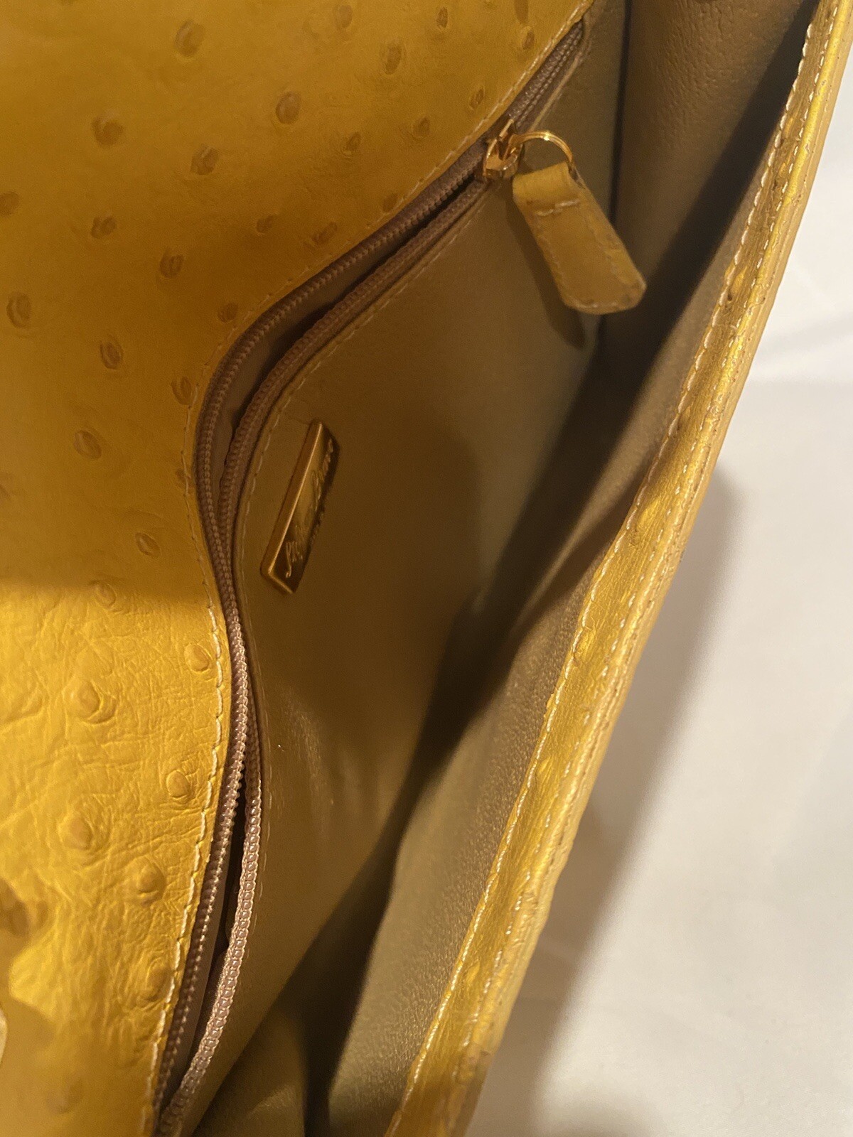 Stefano Bravo Italian made Yellow Ostrich Clutch - Gem