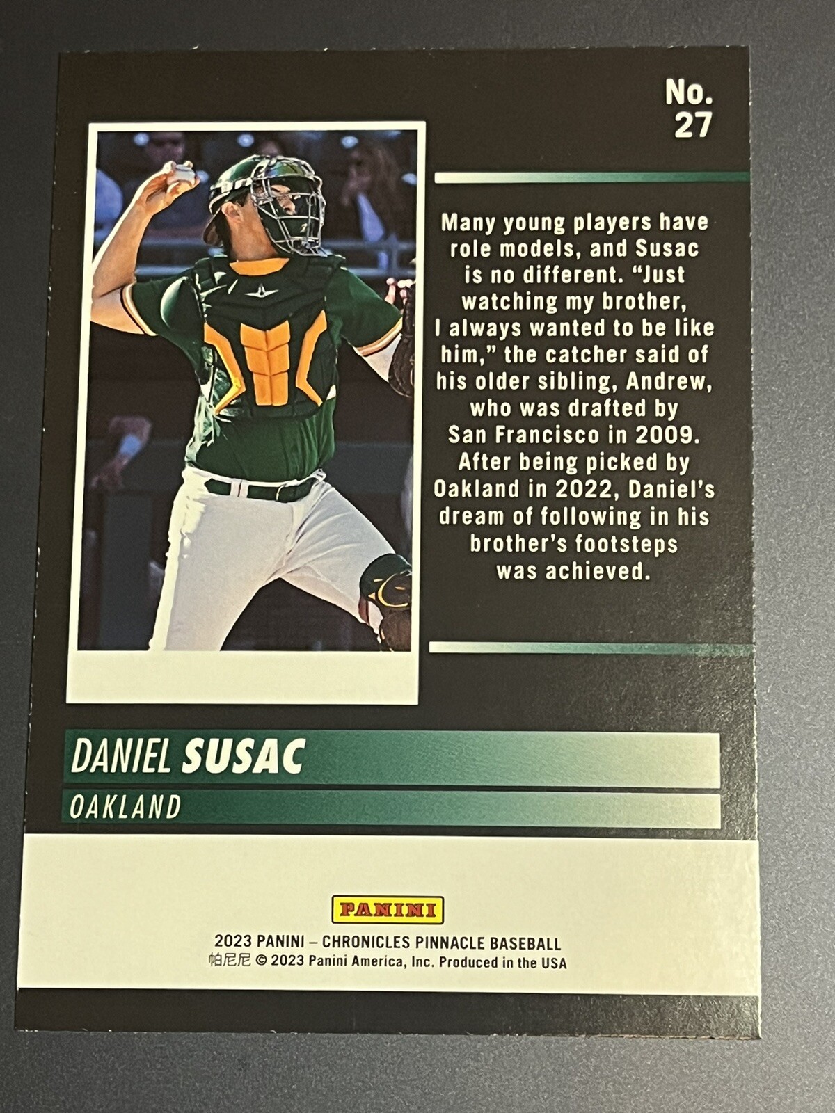 2023 Panini Chronicles - Pinnacle #27 Daniel Susac (RC) for sale online ...