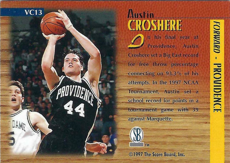 1997 Score Board Basketball Rookies Varsity Club Austin Croshere | eBay