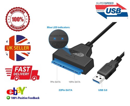 USB 3.0 to 2.5 SATA 3 Hard Drive 22 Pin Adapter Cable UASP Converter ...