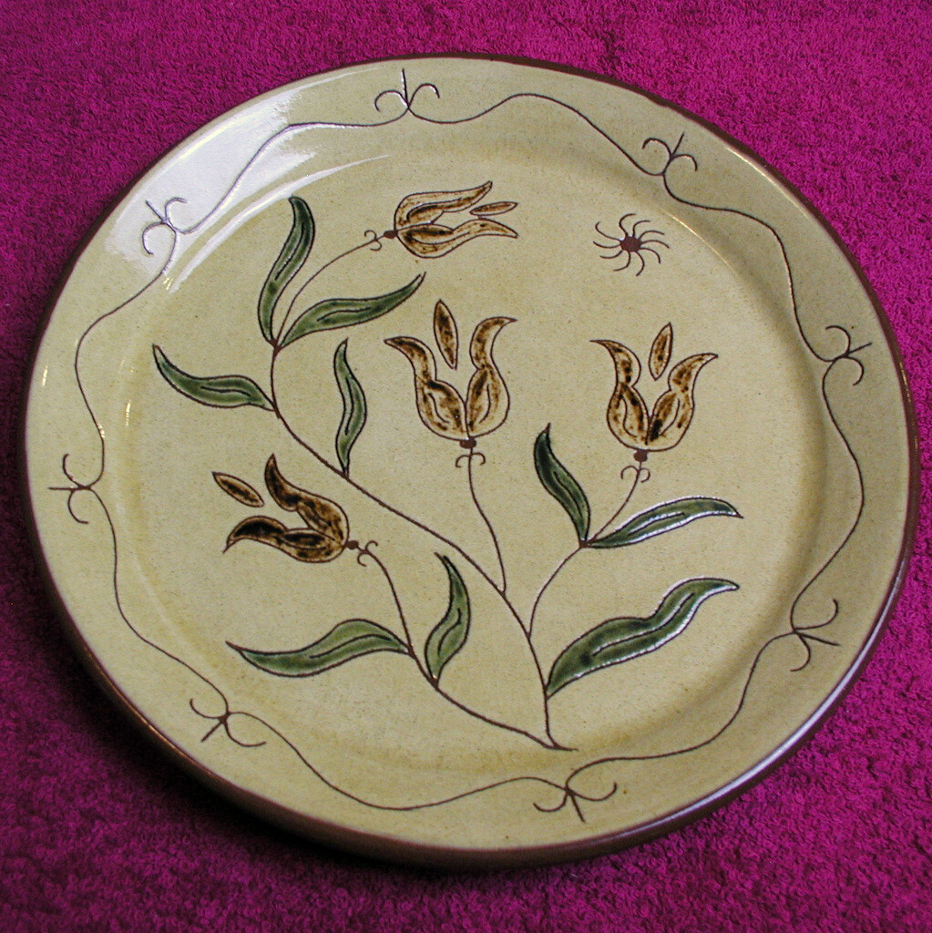 2006 Connor Prairie Redware (Folk Art by Jim Pease) 10 3/4" PLATE Exc ...