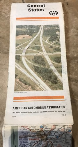 1980 AAA Central United States State Road Map Arkansas Texas Colorado ...