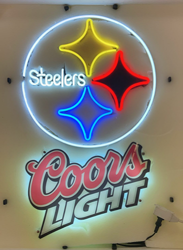 Coors Light Pittsburgh Steelers 24"x20" Neon Lamp Sign Beer Bar Wall ...