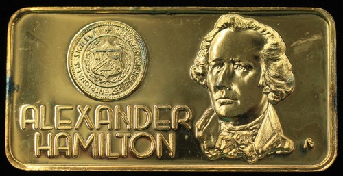 1974 Alexander Hamilton Hamilton Mint Gold Plate 1oz .999 Silver Art ...