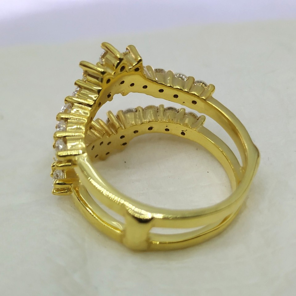 Vintage 3/4 CT Solitaire Enhancer Guard Wrap Insert Ring 14K Yellow ...