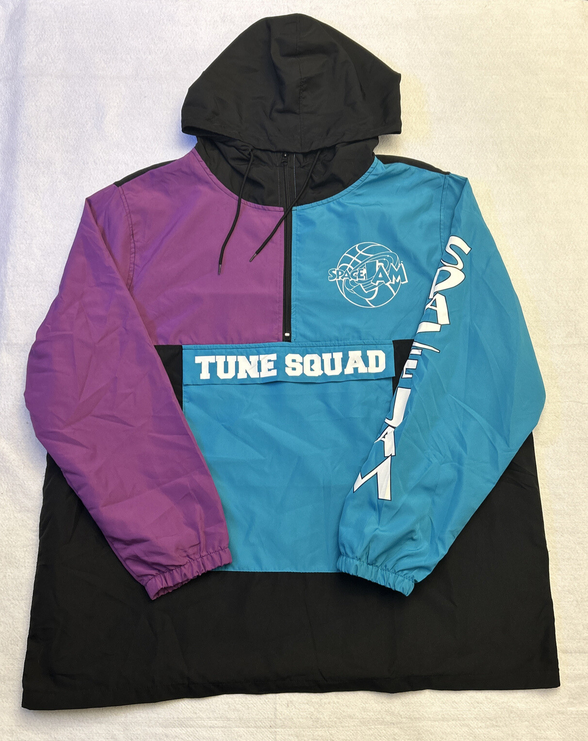 NWT-Space Jam Mens Windbreaker XXL Black Tune Squad Jacket Colorblock ...