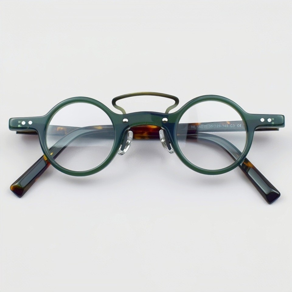 Vintage Hand Made Acetate Retro Small Round Eyeglass Frames Glasses ...